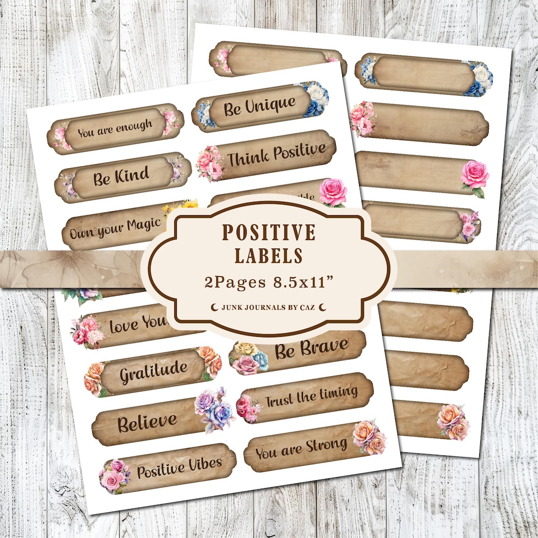 Positive Junk Journal Labels, Printable Words, Inspirational Quotes ...