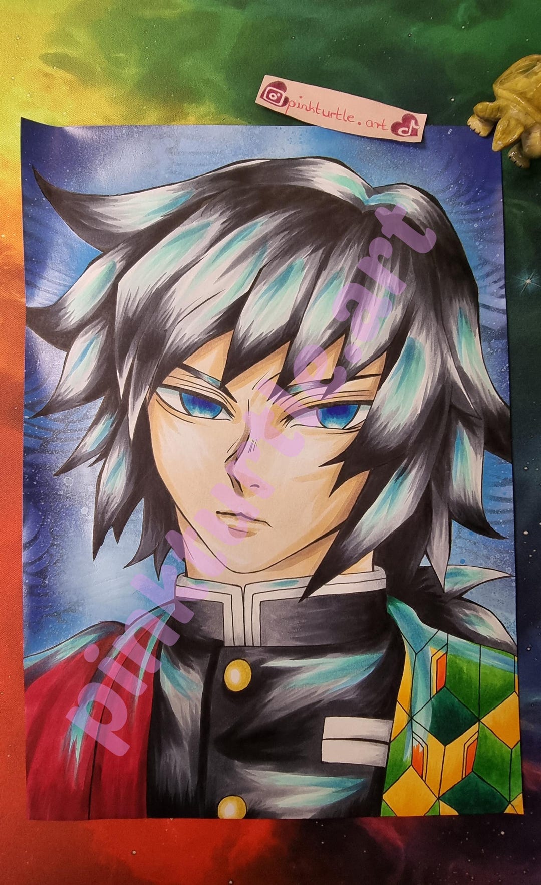 Fanart Demon Slayer / Hashira Giyu Tomioka as PRINT Selectable in A4 or ...