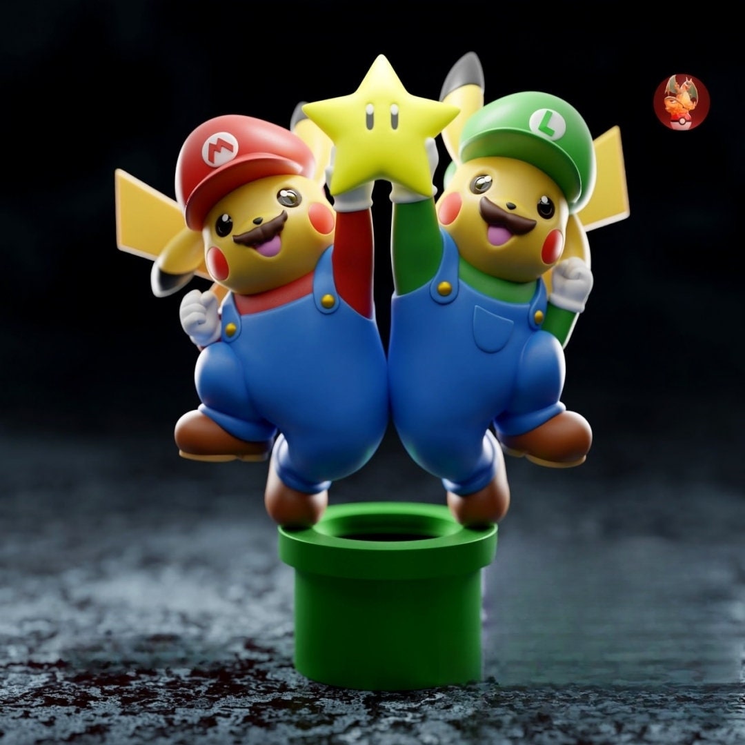 Pikachu X Mario, Mariochu pokemon 3D Printer Digital STL File - Etsy