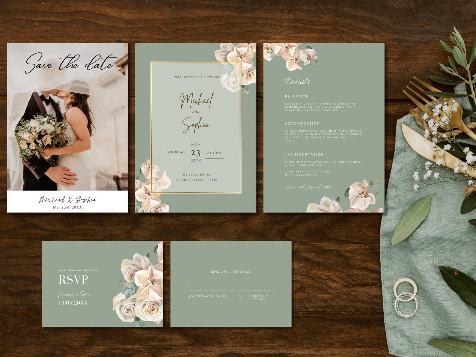 Minimalist Rustic Wedding Invitation, Wedding Card Template, Instant ...