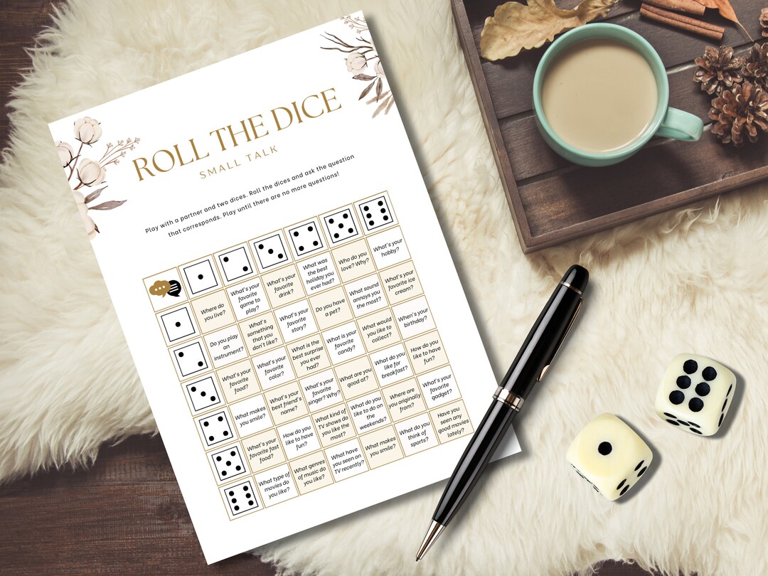 Minimalist Printed Roll the Dice Bridal Shower Game, Fun Wedding Shower ...