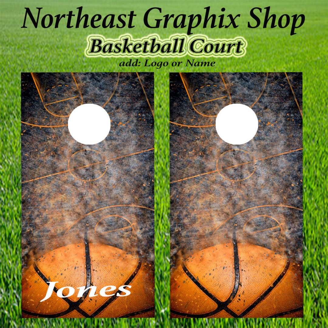 NEW! Basketball Court Cornhole Wrap Laminated - Skin Custom Vinyl ...