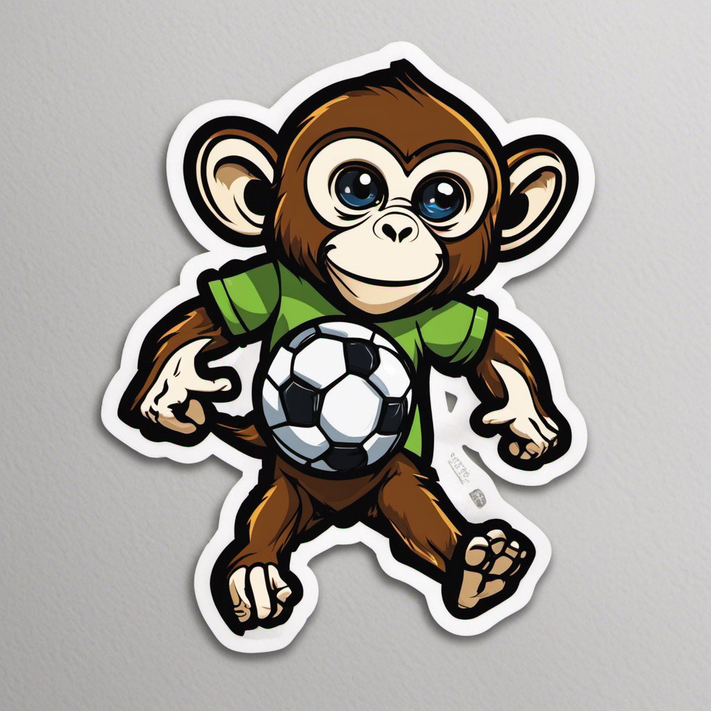 Cute Soccer Monkey Sticker - 2 Stickers for 1 Price. Yeti ,stickers for ...