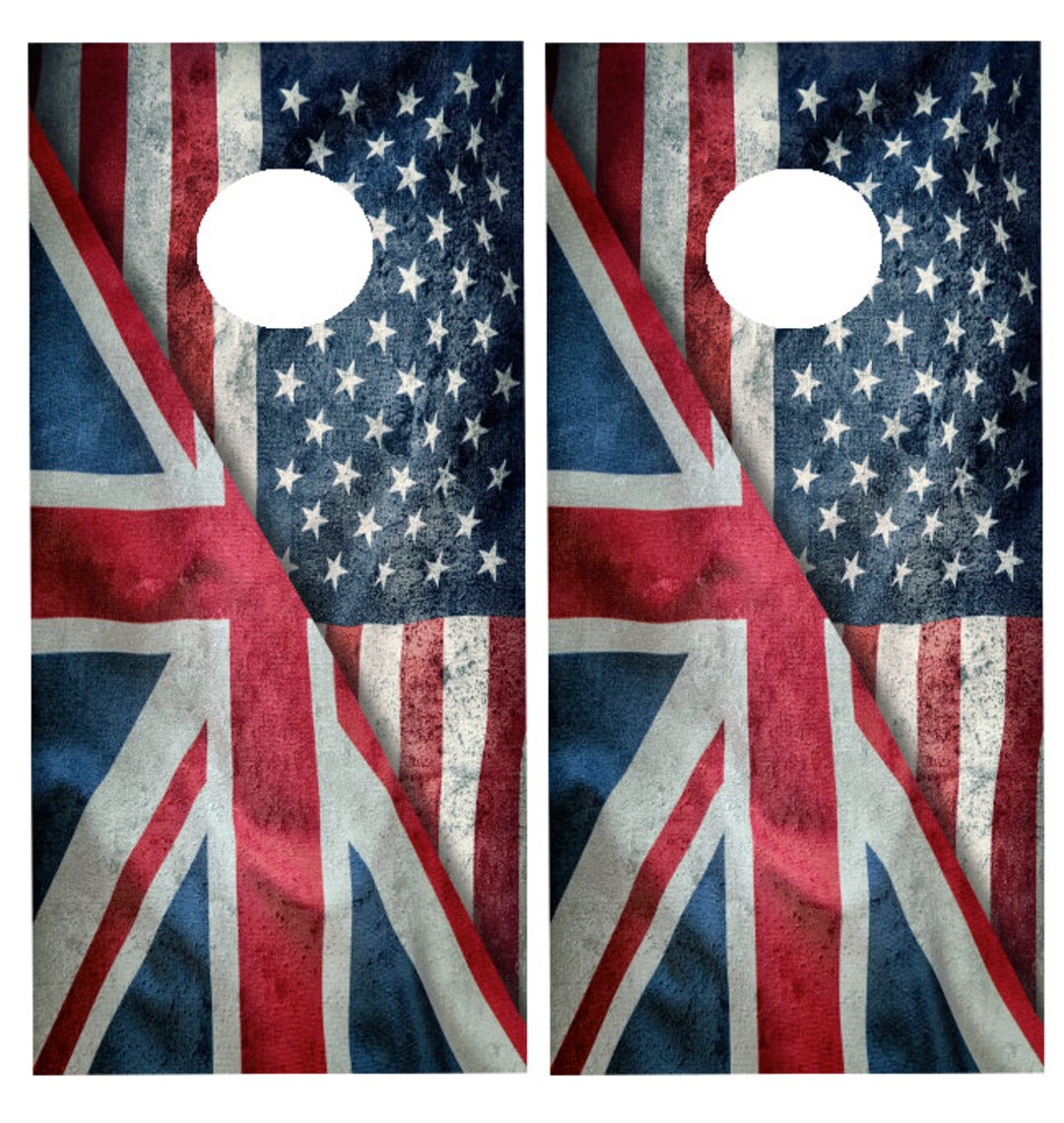 NEW! UK American Flag Wrap Laminated - Skin Custom Vinyl Cornhole Board ...