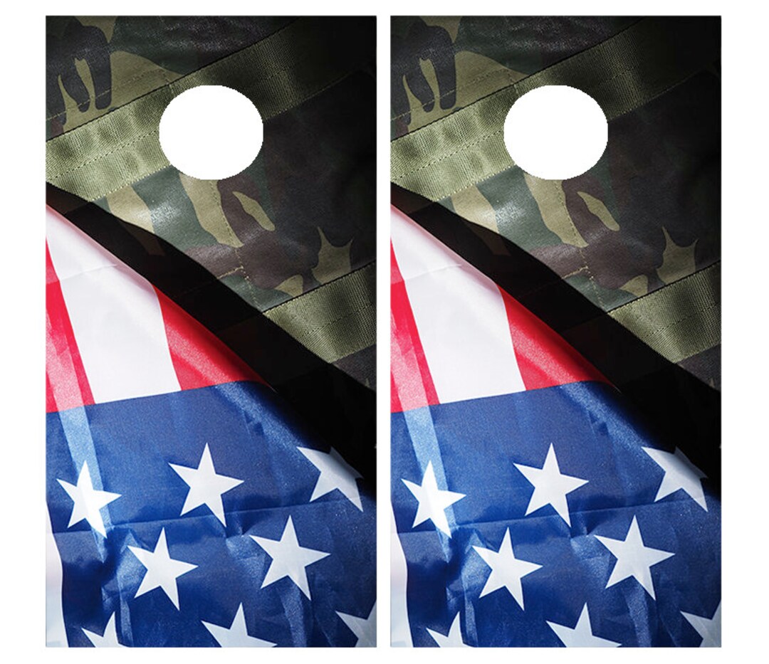 NEW! Military American Flag Wrap Laminated - Skin Custom Vinyl Cornhole ...
