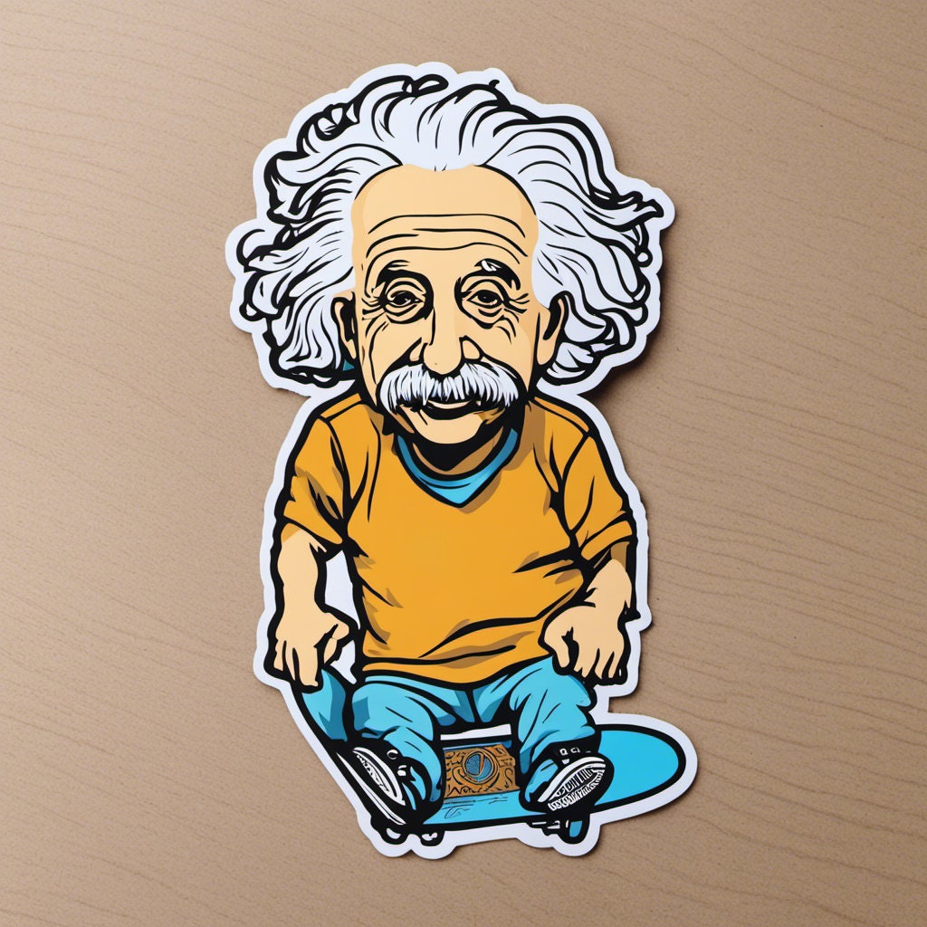 Albert Einstein on a Skateboard - 2 Stickers for 1 Price. Yeti ...