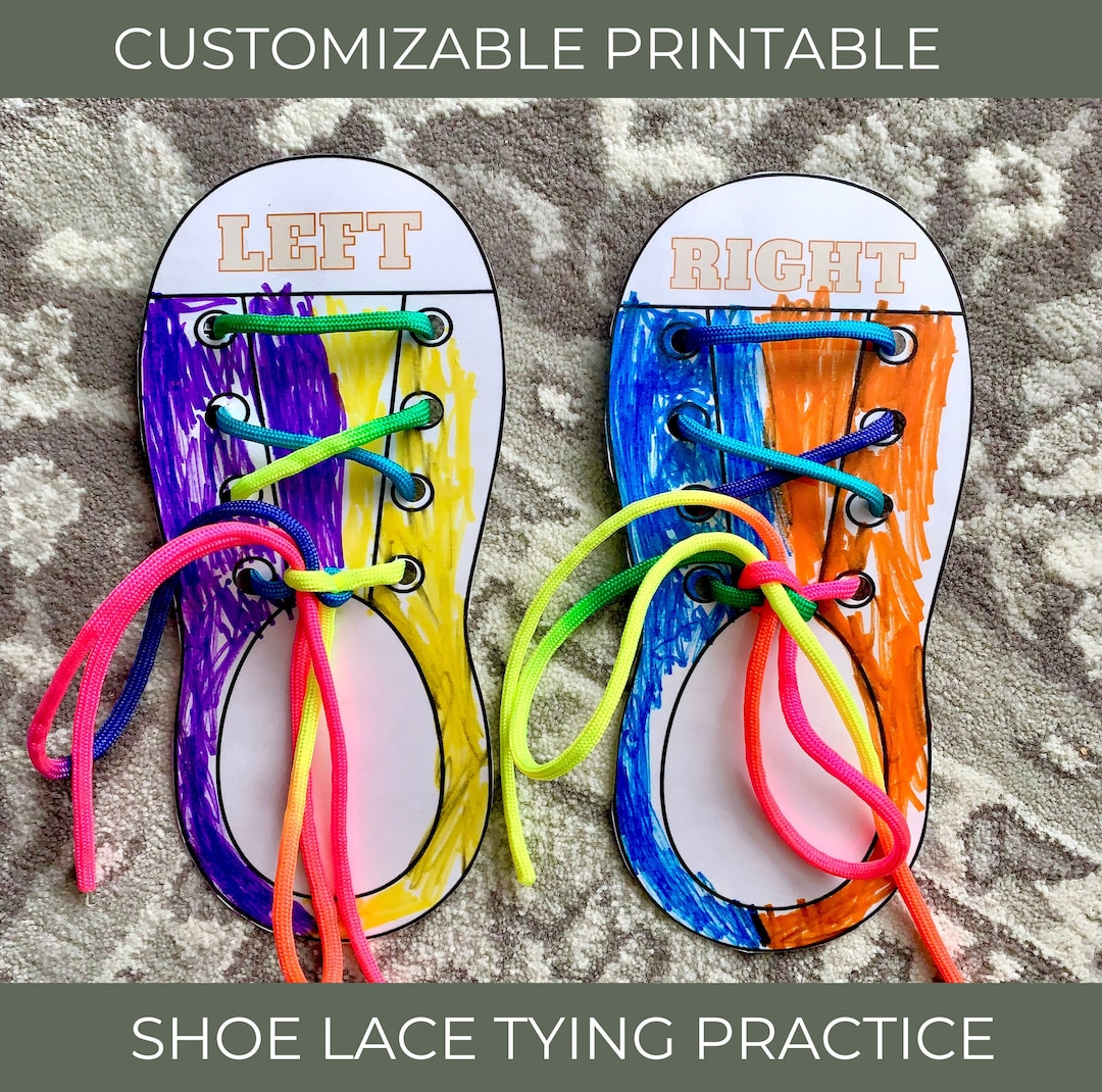 Shoe Tying Practice for Kids Printables Homeschool Montessori ...