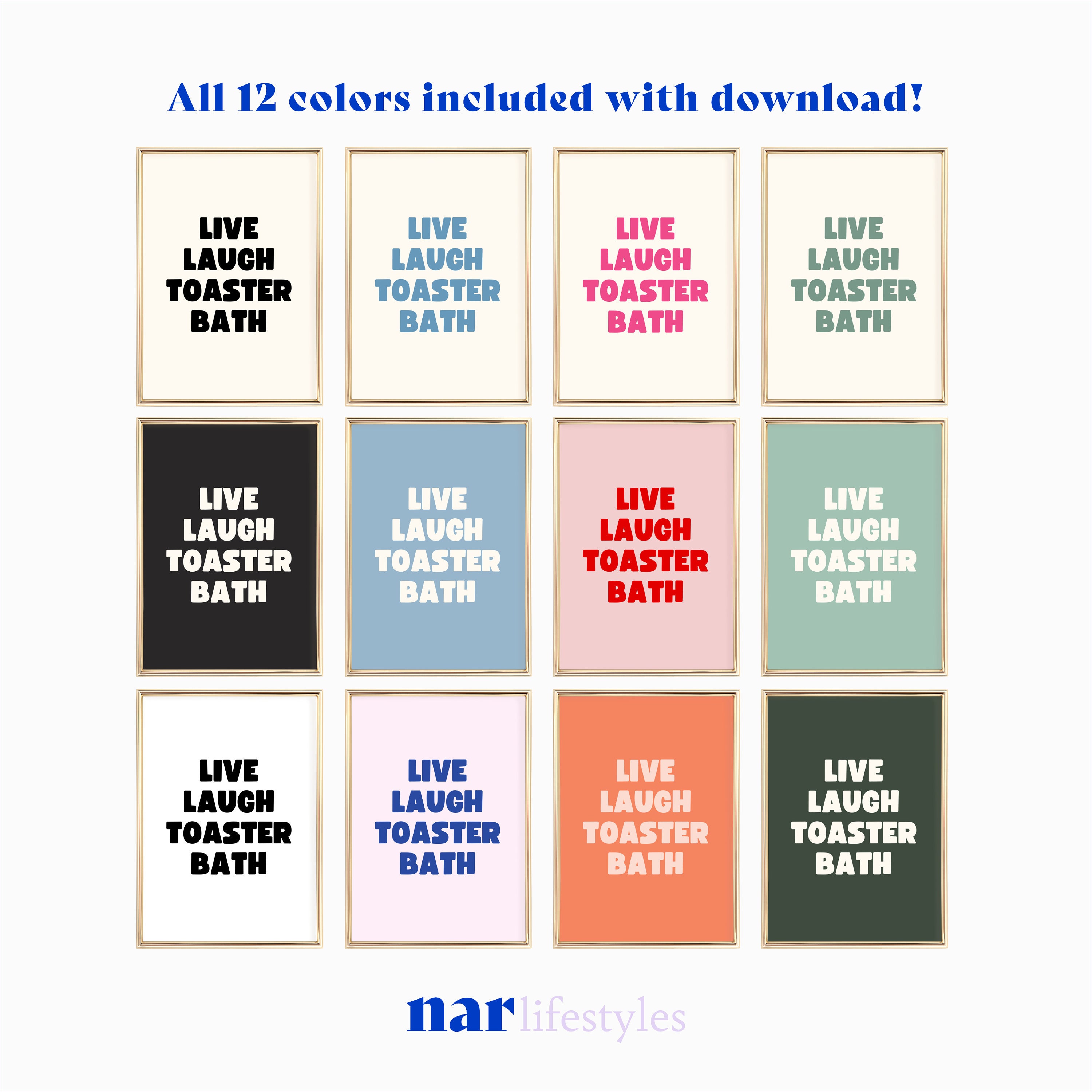 Live Laugh Toaster Bath Quote Art | Digital Download | Cream & Sage ...