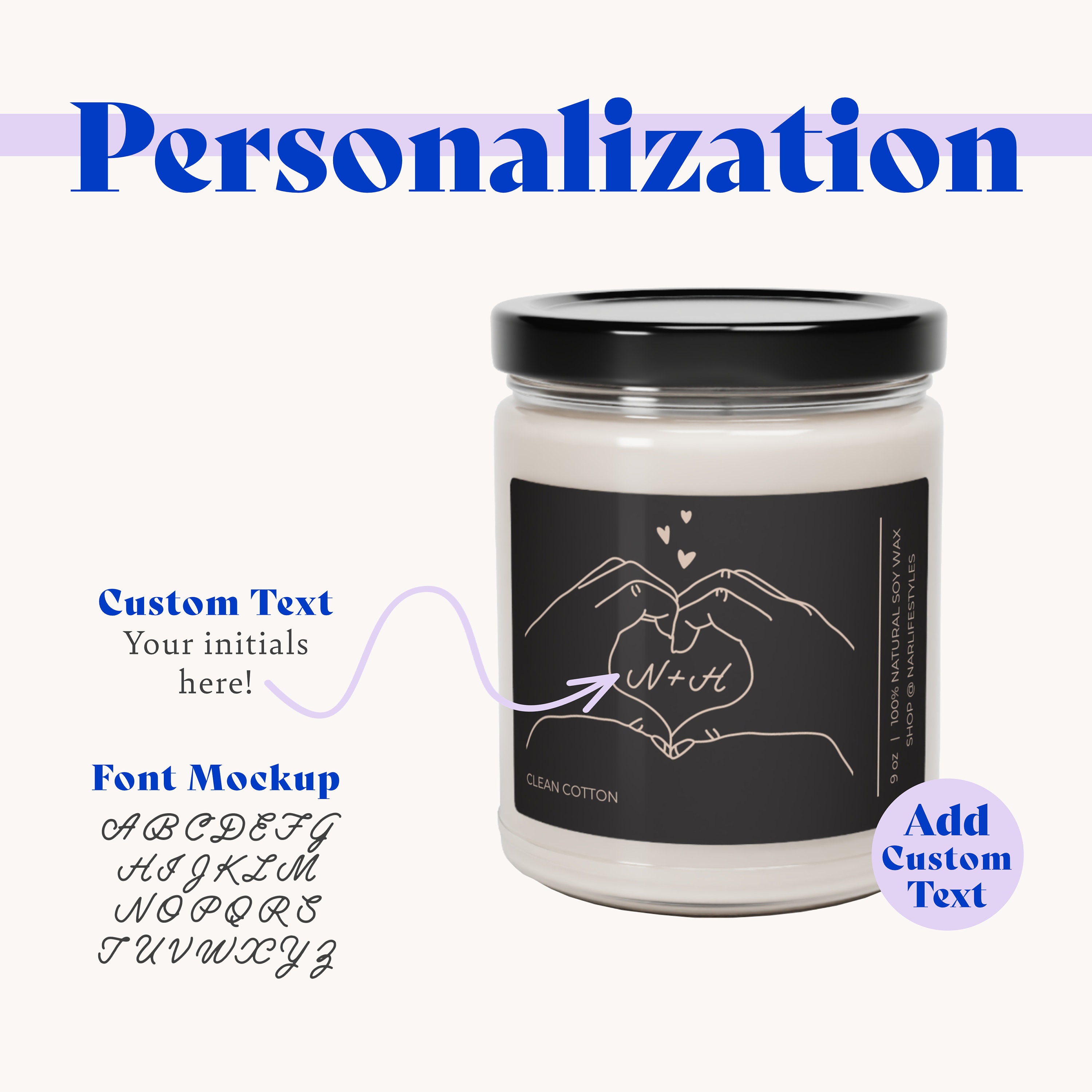 Love Personalized Initials Candle I Love You Candle, Valentine's Day ...