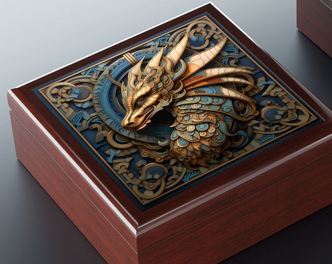 Metalwork Dragon Design Art Print Gift and Jewelry Box - Etsy