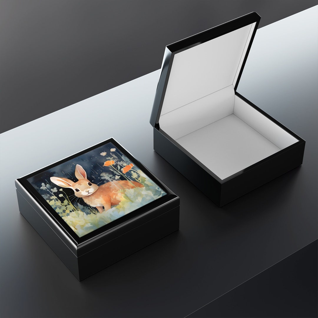 Night Time Bunny Rabbit Art Print Gift and Jewelry Box - Etsy