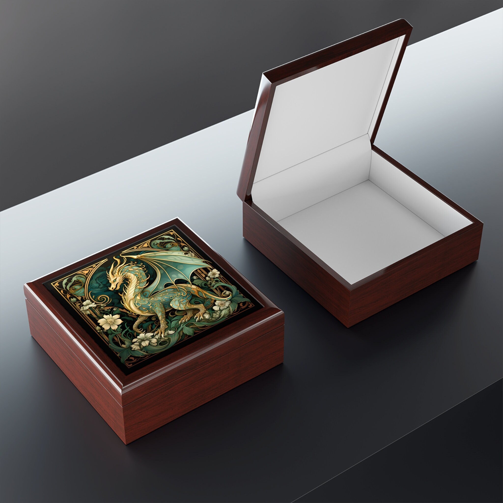 Turquoise Dragon Stash Box - Etsy