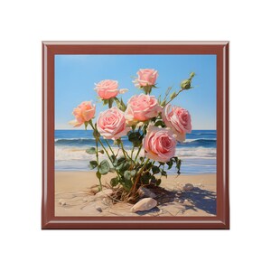 Romantic Pink Roses on the Beach Art Trinket and Jewelry Box - Etsy