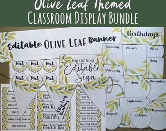 Olive Leaf Classroom Birthday Display | Editable & Printable Teacher ...
