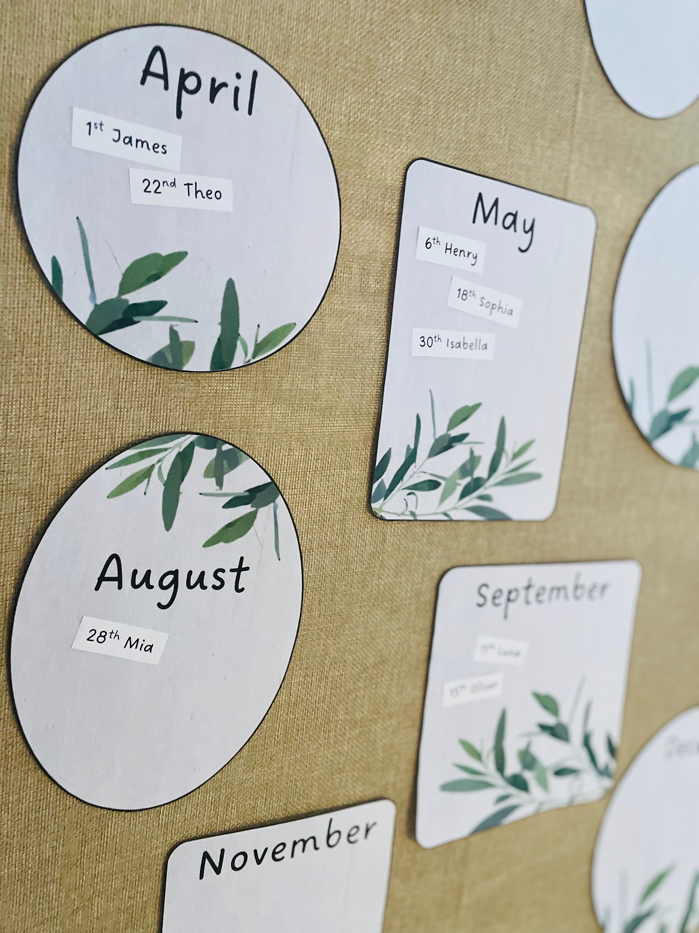 Olive Leaf Classroom Birthday Display - Etsy