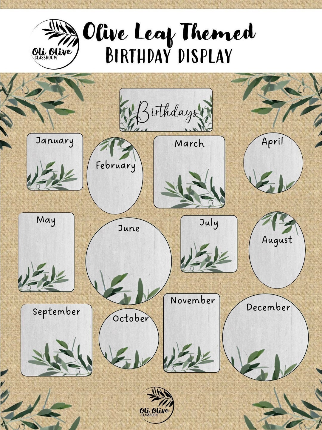 Olive Leaf Classroom Birthday Display - Etsy