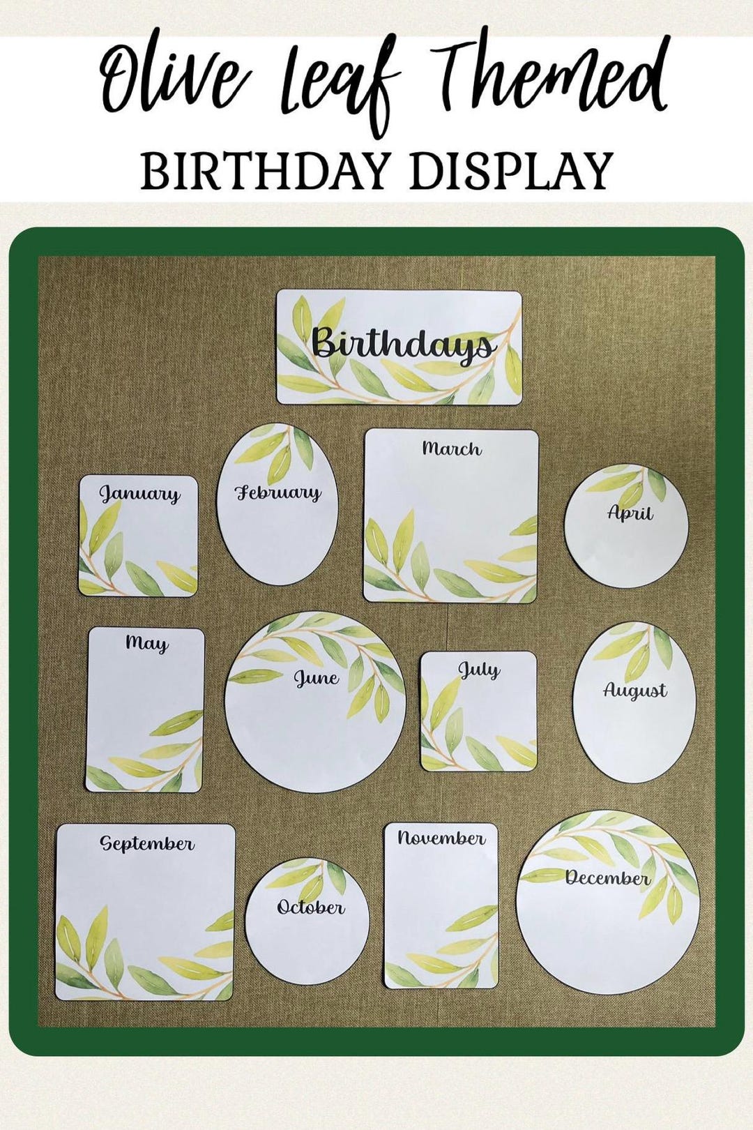 Olive Leaf Classroom Birthday Display - Etsy