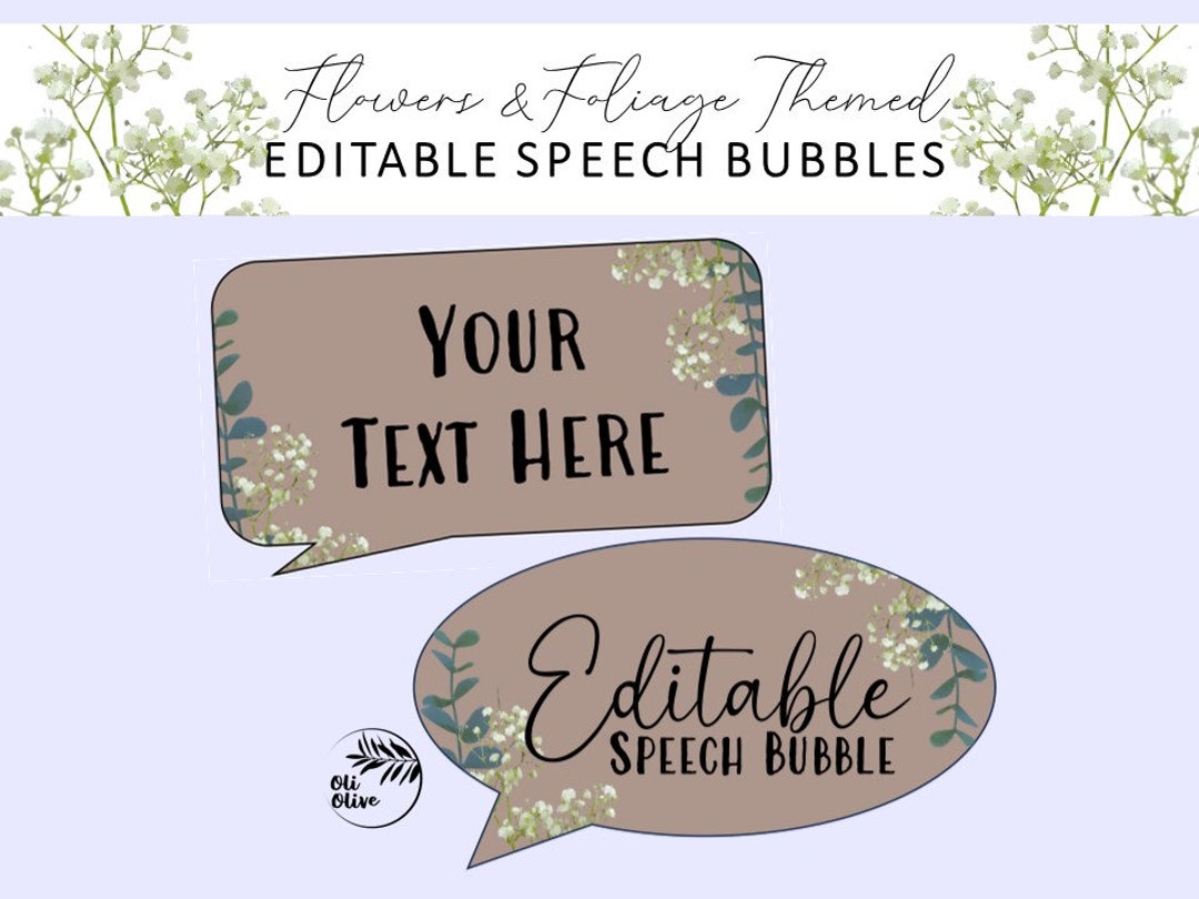 Flowers and Foliage Editable Classroom Speech Bubbles X2 - Etsy