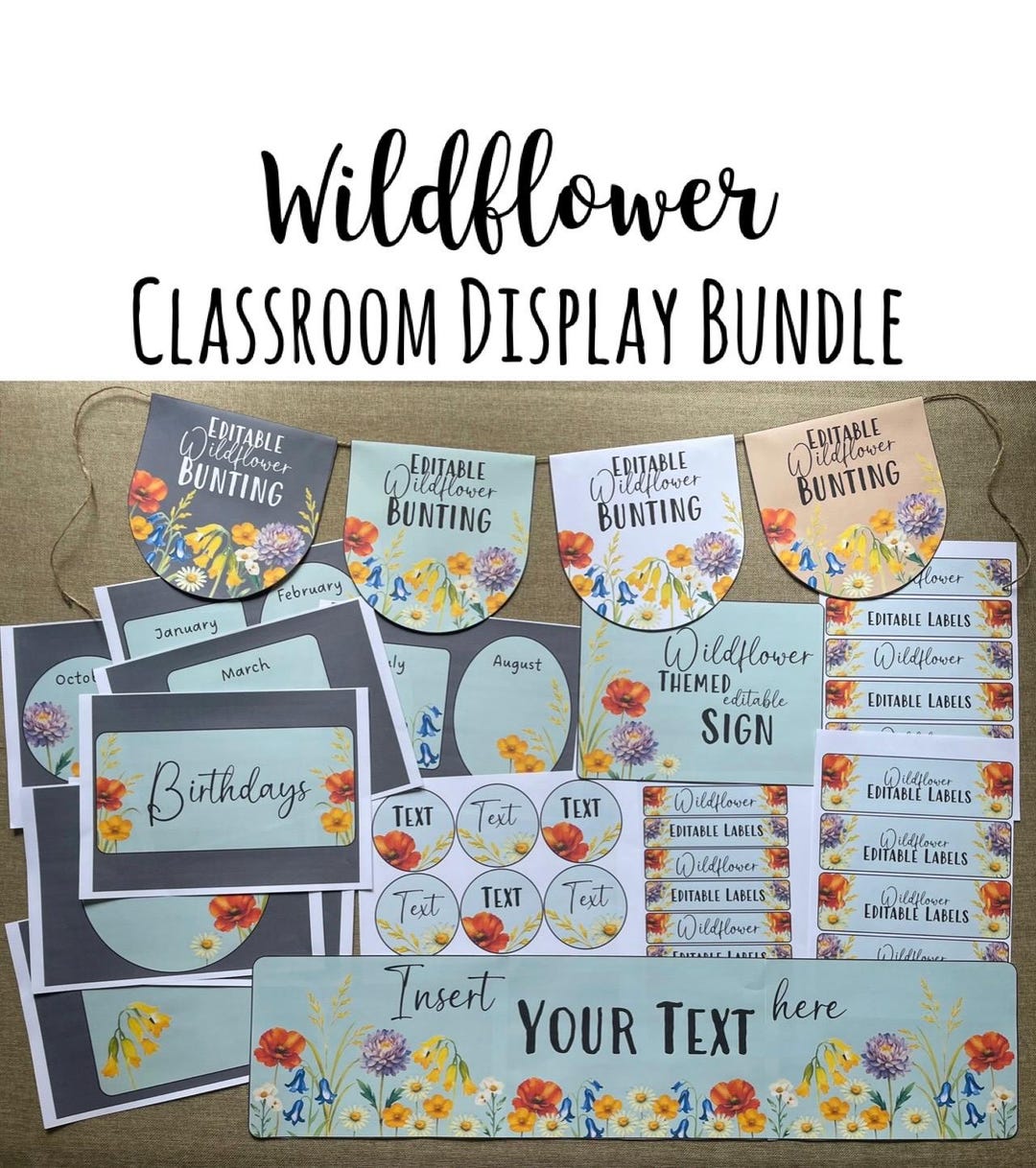 Wildflower Themed Classroom Display Bundle - Etsy
