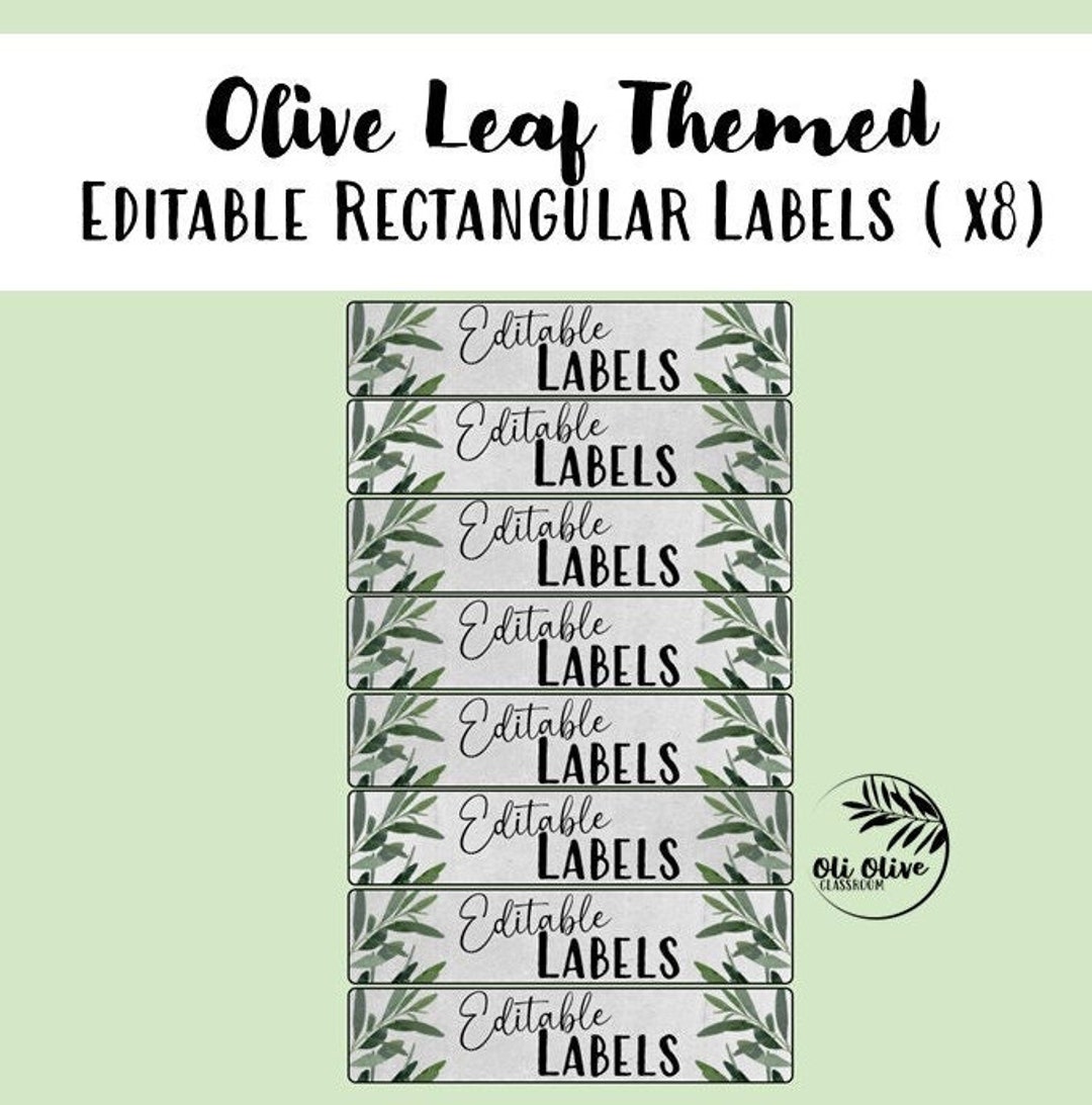 Olive Leaf Editable Rectangular Classroom Tray Labels (8 per Page) - Etsy