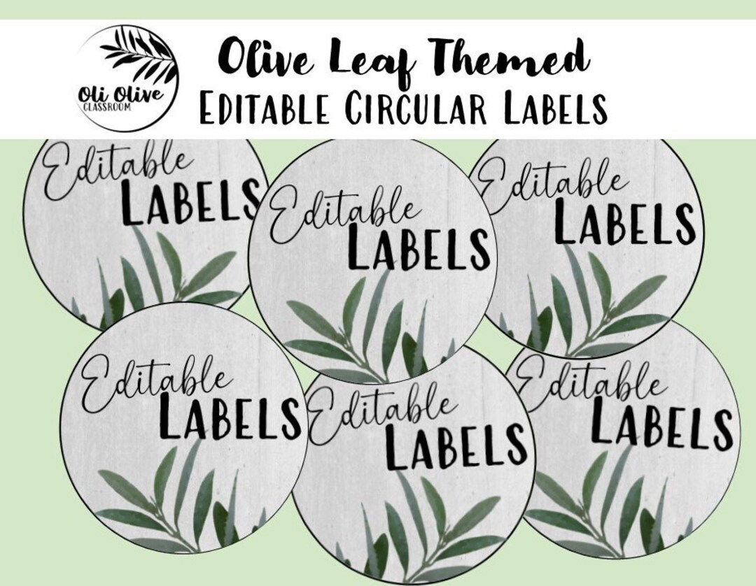 Olive Leaf Editable Classroom Circular Labels - Etsy