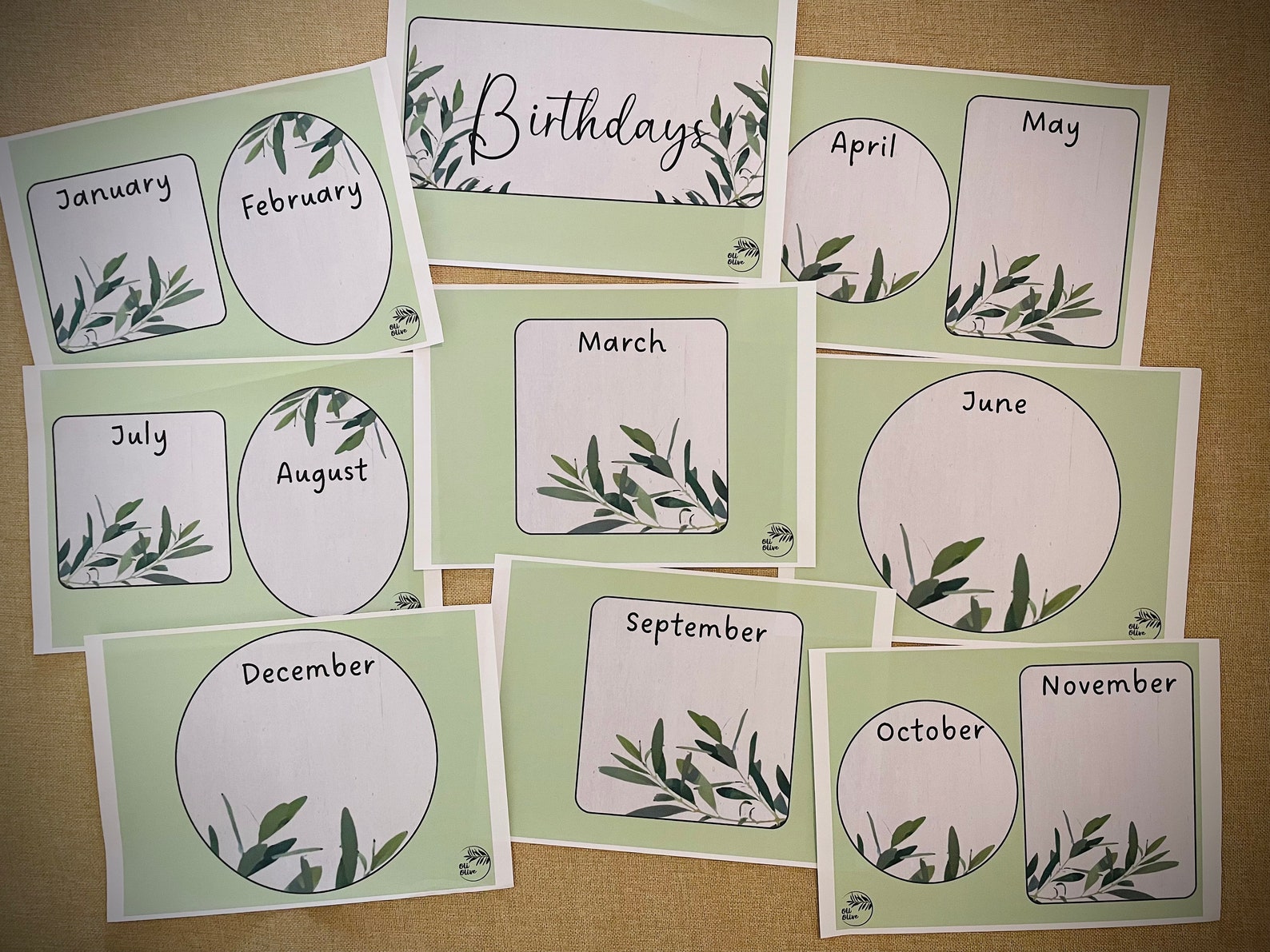 Olive Leaf Classroom Birthday Display - Etsy