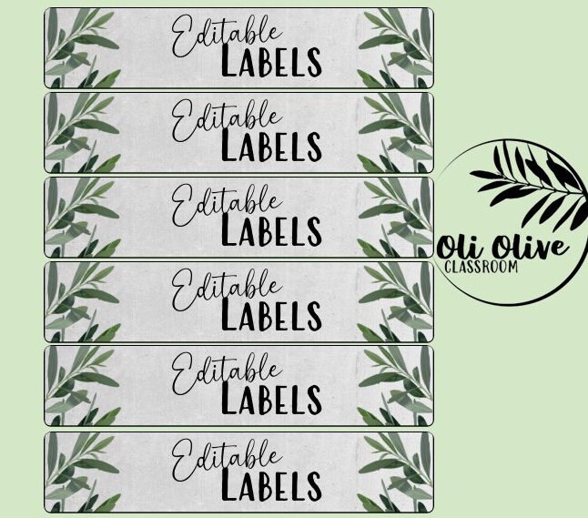 Olive Leaf Editable Rectangular Classroom Tray Labels 6 per Page - Etsy