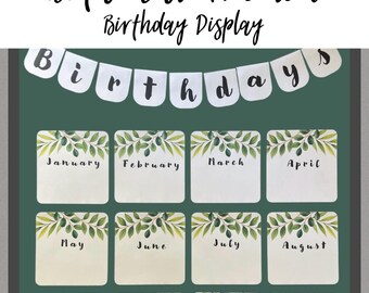 Olive Leaf Classroom Birthday Display | Editable & Printable Teacher ...