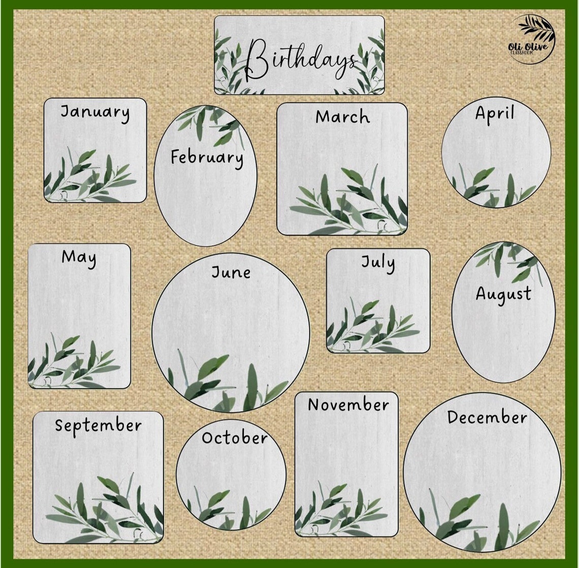 Olive Leaf Classroom Birthday Display - Etsy