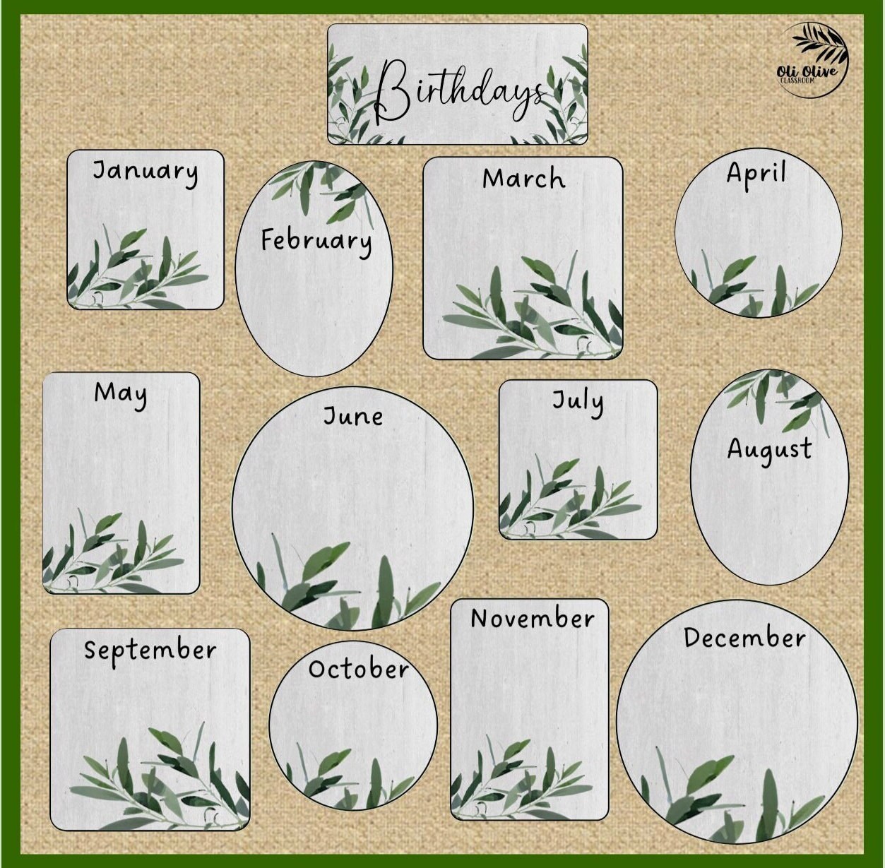 Olive Leaf Classroom Birthday Display - Etsy