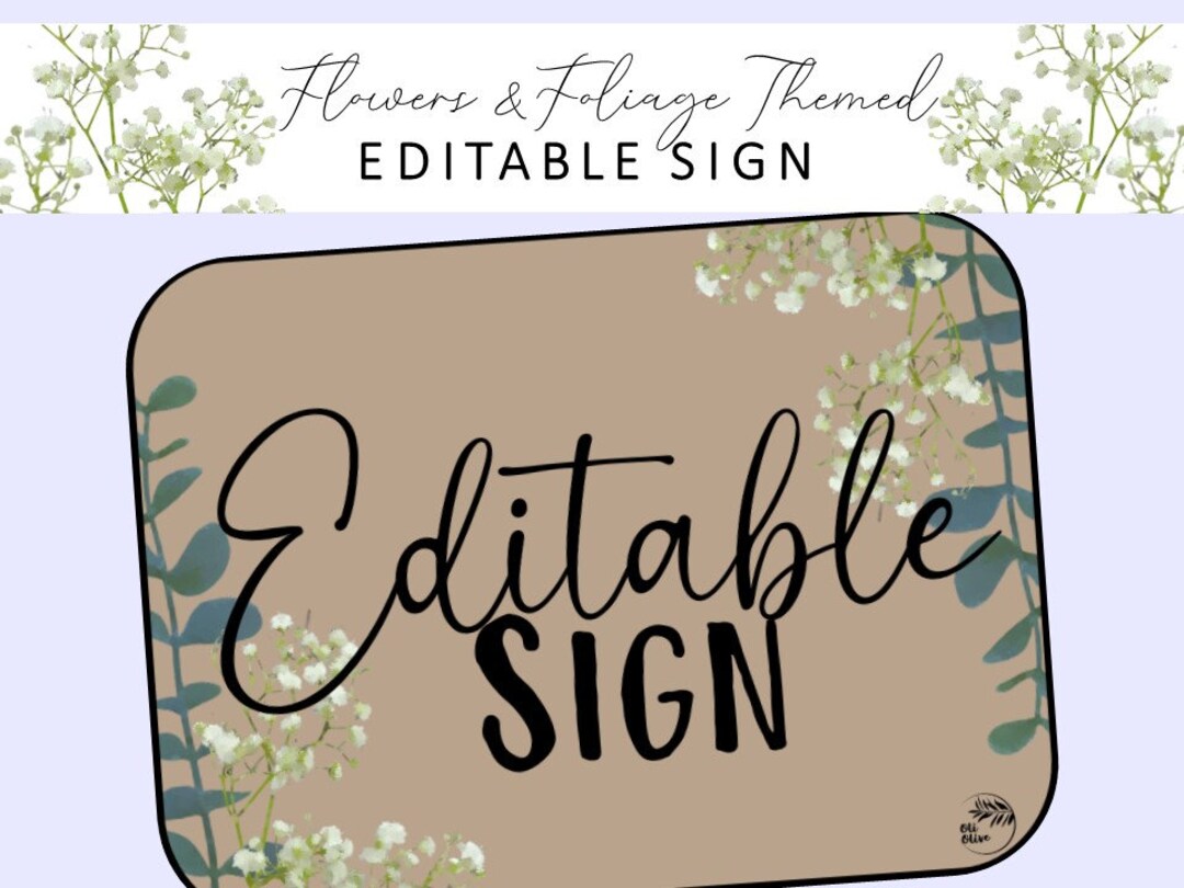 Flowers & Foliage Editable Classroom Sign - Etsy
