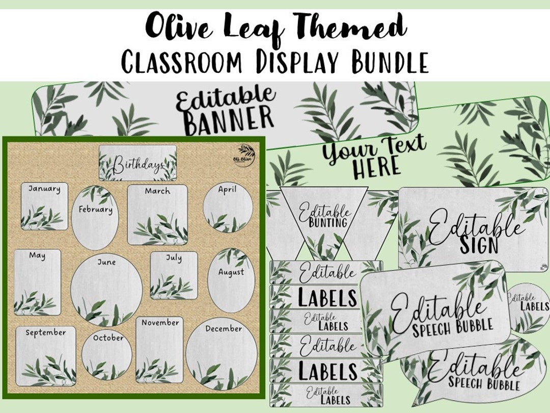 Olive Leaf Classroom Display Bundle - Etsy