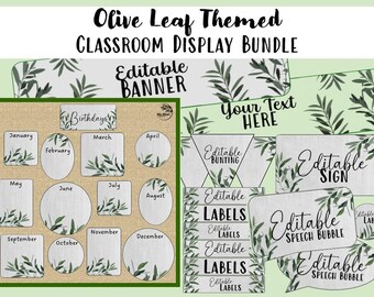 Olive Leaf Classroom Birthday Display - Etsy UK