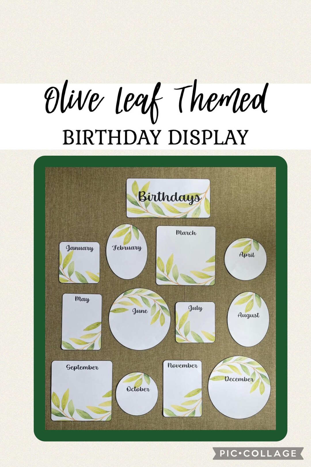 Olive Leaf Classroom Birthday Display | Editable & Printable Teacher ...