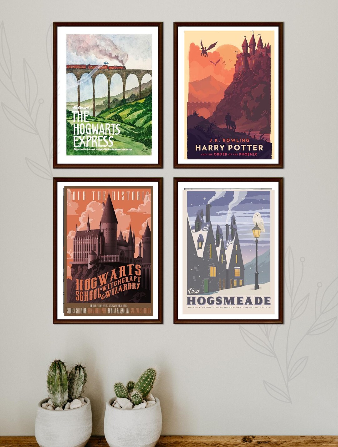 Wizard Travel Poster Set, Magical Witchcraft School Poster, Vintage ...