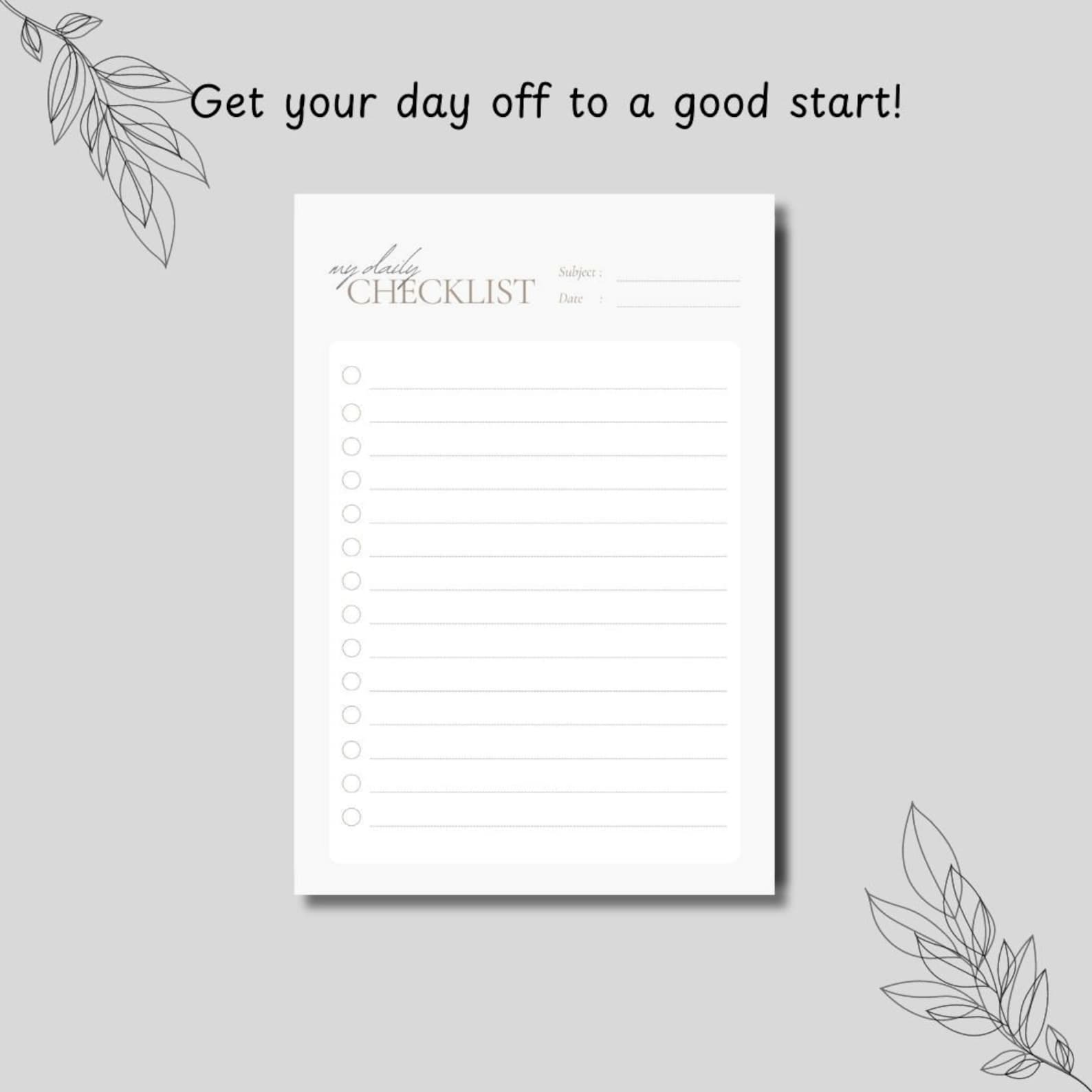 Blank Checklist Editable Printable PDF A4 & A5, Customizable, Minimal ...
