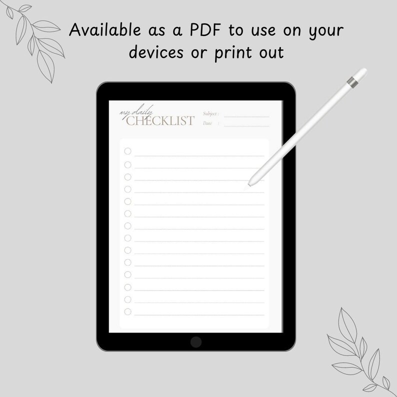 Blank Checklist Editable Printable PDF A4 & A5, Customizable, Minimal ...