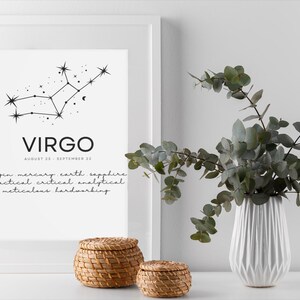 Printable Zodiac Poster Virgo Astrology Wall Art Digital Download - Etsy