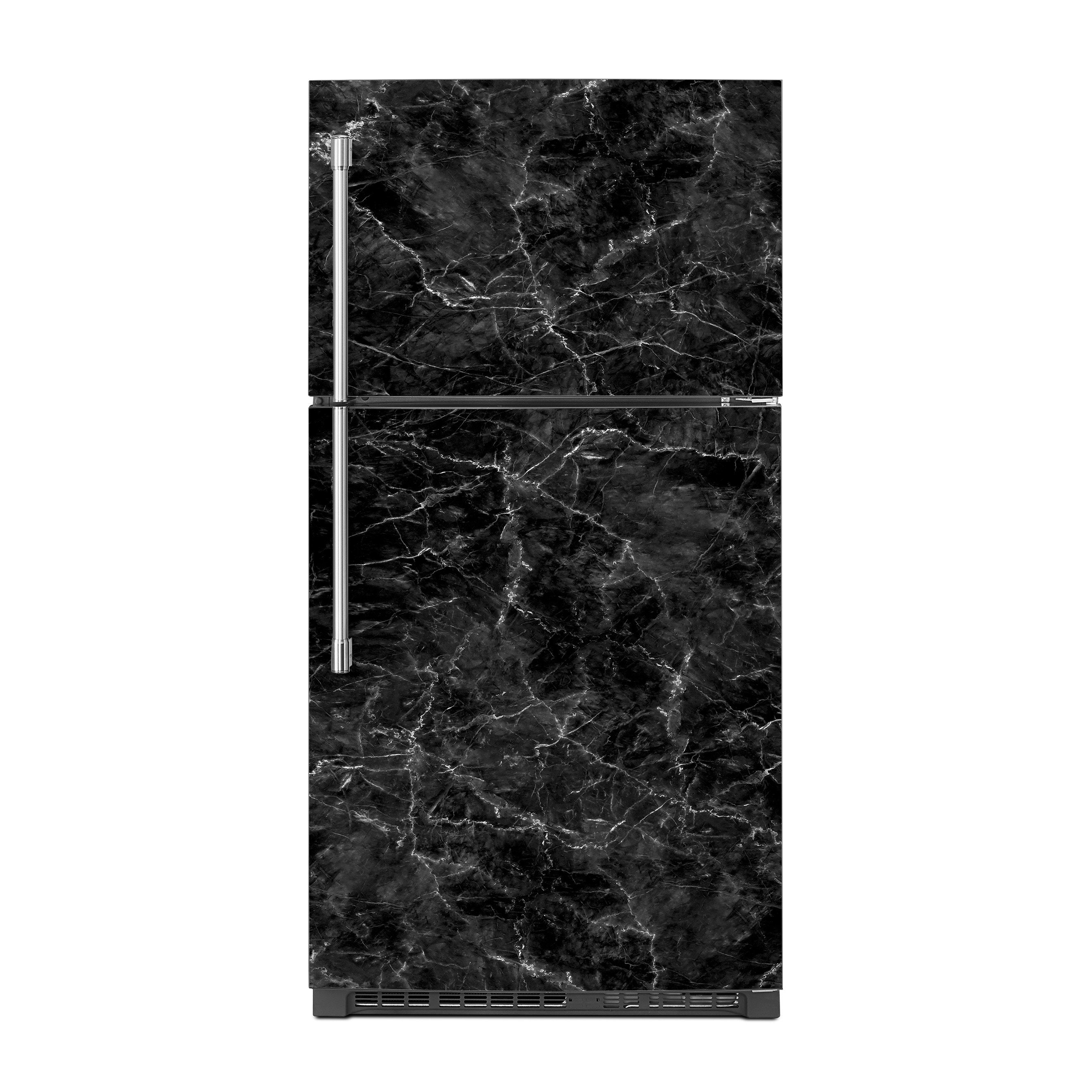 Black Marble Fridge Decal Wrap, Refrigerator Decal, Fridge Wrap Vinyl ...