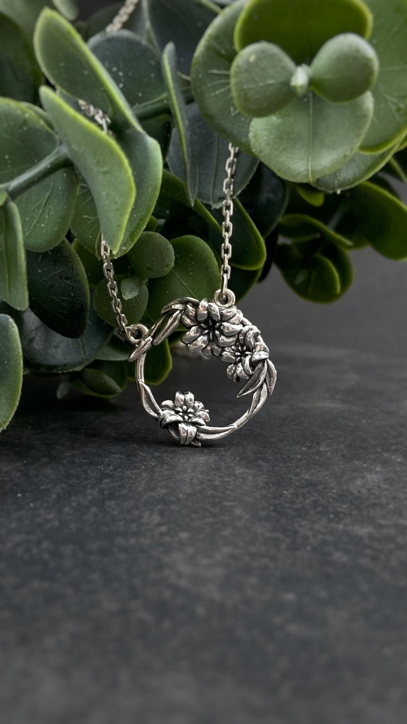 Sterling Silver Lily Necklace, Nature Flower Jewelry, Handmade Lily ...