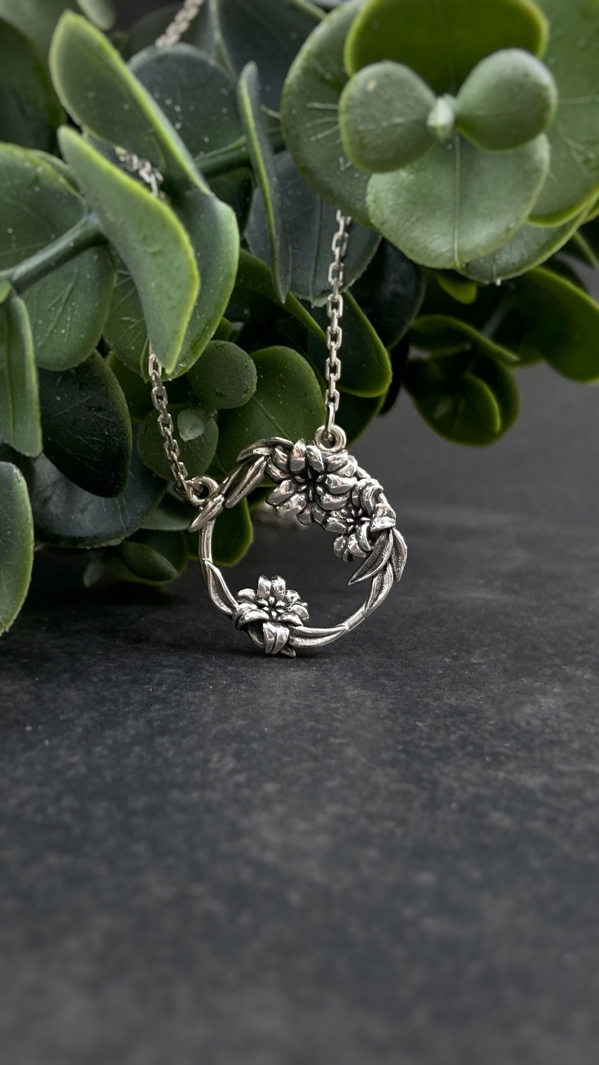 Sterling Silver Lily Necklace, Nature Flower Jewelry, Handmade Lily Floral Pendant, Flower ...