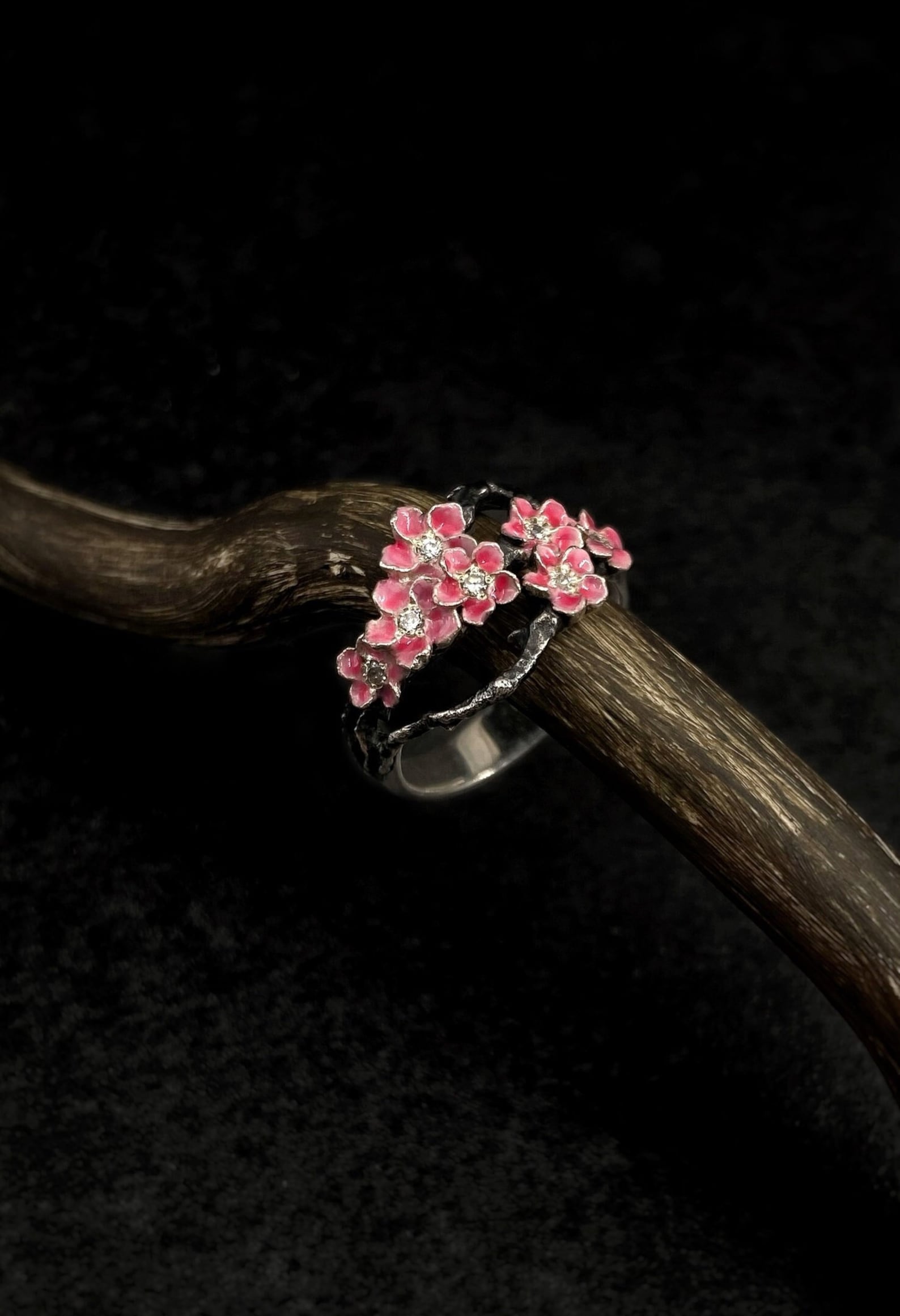 Handmade Sterling Silver Sakura Blossom Ring, Pink Enamel Floral ...