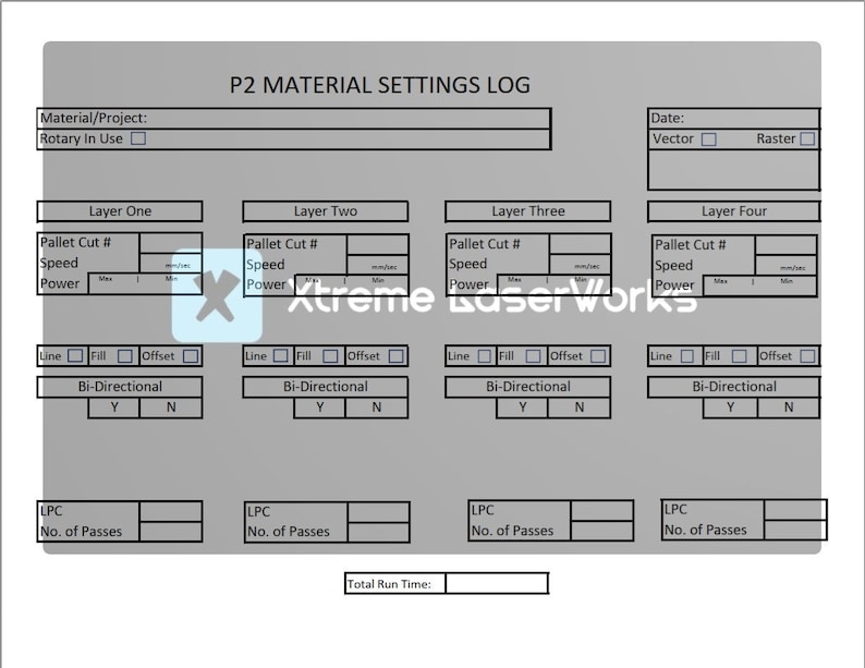Xtool P2 Material Settings Log Digital File - Etsy