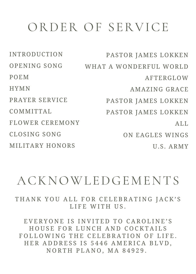 Funeral Bulletin, 5x7 Funeral Program, Editable Bulletin, Custom ...