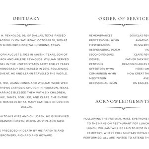 Funeral Bulletin, Funeral Program, Editable Bulletin, Custom Program ...