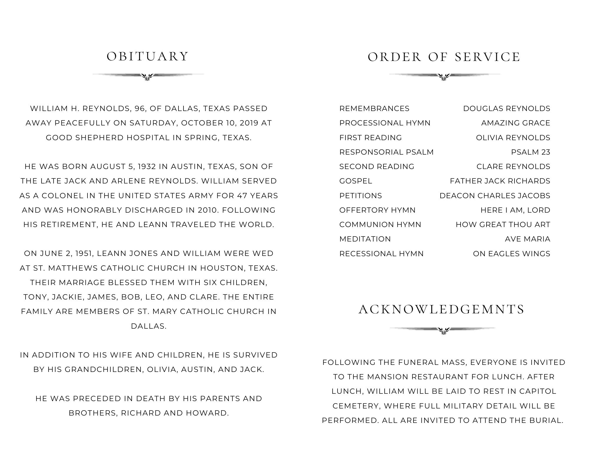 Funeral Bulletin, Funeral Program, Editable Bulletin, Custom Program ...