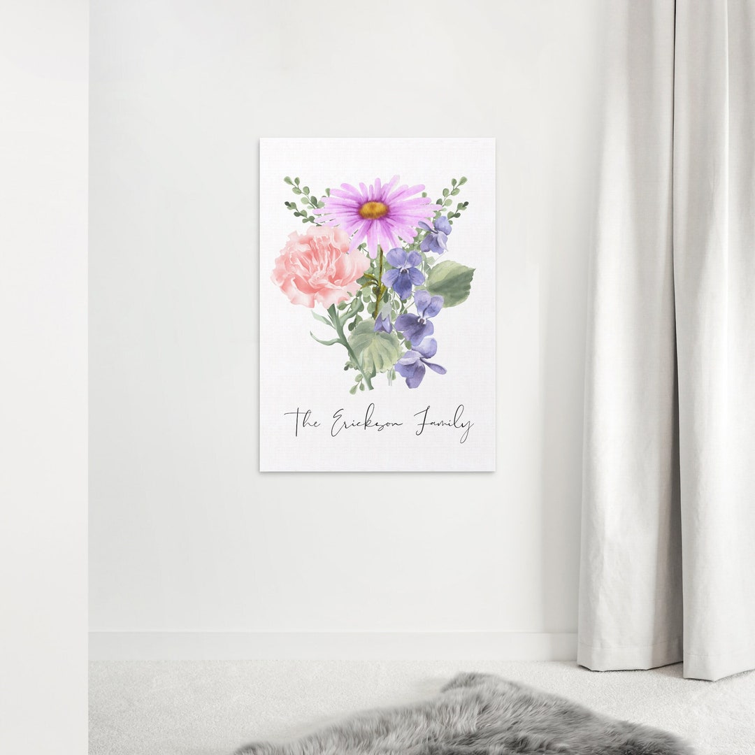 Custom Family Birth Flower Print, Birth Flower Print, Family Print - Etsy