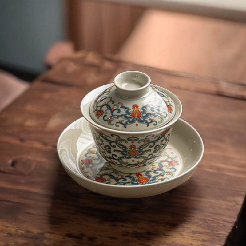 Antique-style Blue and White Porcelain Gaiwan Teapot Traditional ...
