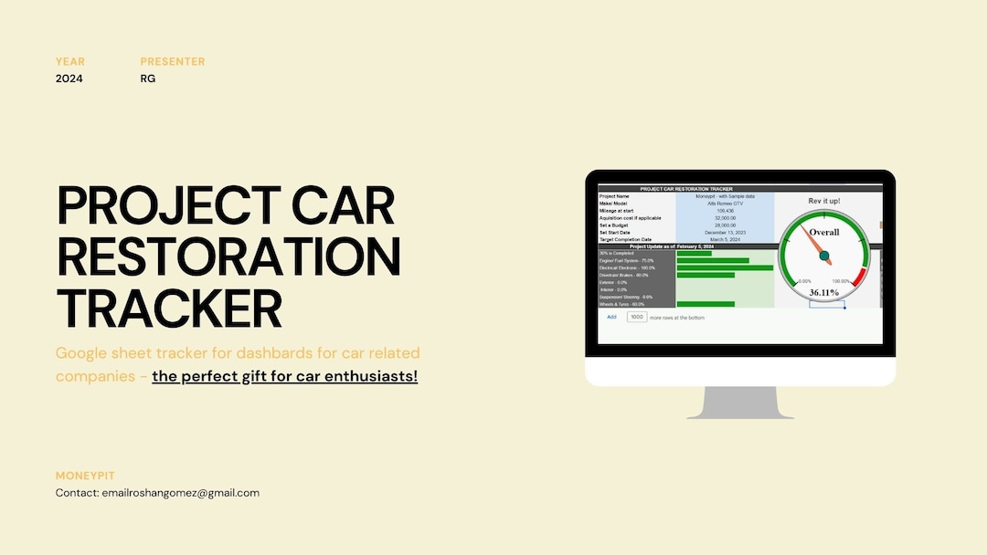 Ultimate Car Restoration Project Tracker Google Sheets - Etsy