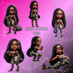 Camo Workout Chibi Transparent PNG, - Etsy